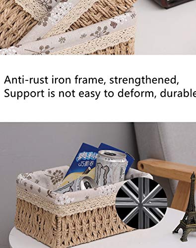 Woven Baskets for Storage Free Life Woven Baskets, Handmade Paper Rope Organizing Baskets Set, Square Nesting Baskets with Liner, Decorative Home Storage Bin (Set of 3) (Gray Set)