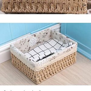 Woven Baskets for Storage Free Life Woven Baskets, Handmade Paper Rope Organizing Baskets Set, Square Nesting Baskets with Liner, Decorative Home Storage Bin (Set of 3) (Gray Set)