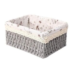 Woven Baskets for Storage Free Life Woven Baskets, Handmade Paper Rope Organizing Baskets Set, Square Nesting Baskets with Liner, Decorative Home Storage Bin (Set of 3) (Gray Set)