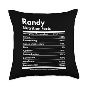 that's my name co. randy gift nutrition facts funny personalized name randy throw pillow, 18x18, multicolor