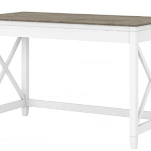 Bush Furniture Key West Writing Table for Home Office | Small Modern Farmhouse Desk, 48W, Pure White and Shiplap Gray