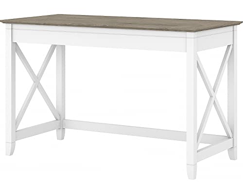 Bush Furniture Key West Writing Table for Home Office | Small Modern Farmhouse Desk, 48W, Pure White and Shiplap Gray