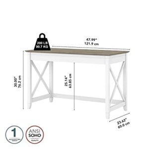 Bush Furniture Key West Writing Table for Home Office | Small Modern Farmhouse Desk, 48W, Pure White and Shiplap Gray