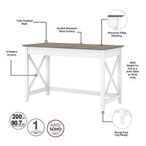 Bush Furniture Key West Writing Table for Home Office | Small Modern Farmhouse Desk, 48W, Pure White and Shiplap Gray