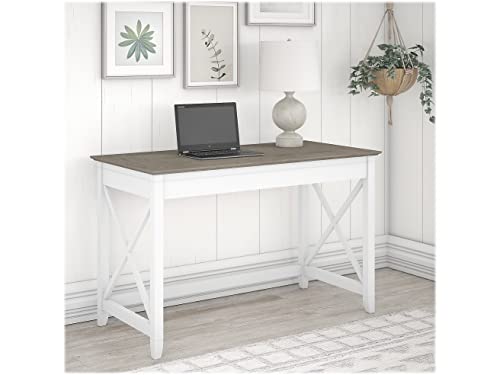 Bush Furniture Key West Writing Table for Home Office | Small Modern Farmhouse Desk, 48W, Pure White and Shiplap Gray