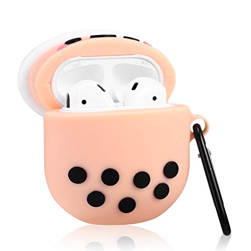 Oqplog for Airpod 2/1 Case - Smile Milk Tea, Food Design Cute 3D Cartoon Funny Kawaii for Airpods 1st 2nd Soft Silicone Cover Fashion Cool Fun Stylish Air Pods Cases for Girls Women Boys Girly Teen