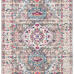 SAFAVIEH Madison Collection 3' x 5' Taupe / Ivory MAD468E Boho Chic Medallion Distressed Non-Shedding Living Room Bedroom Accent Rug