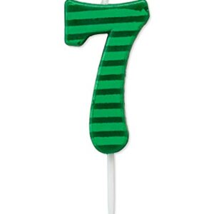 Papyrus Number 7 Birthday Candle, Green Stripes (1-Count)