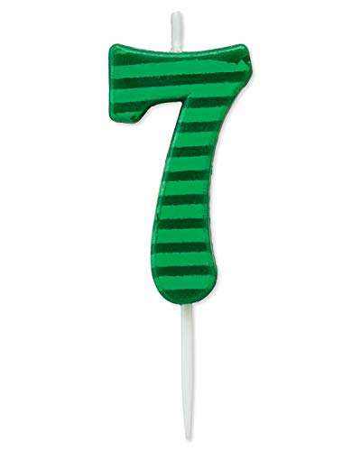 Papyrus Number 7 Birthday Candle, Green Stripes (1-Count)