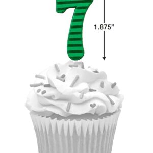 Papyrus Number 7 Birthday Candle, Green Stripes (1-Count)