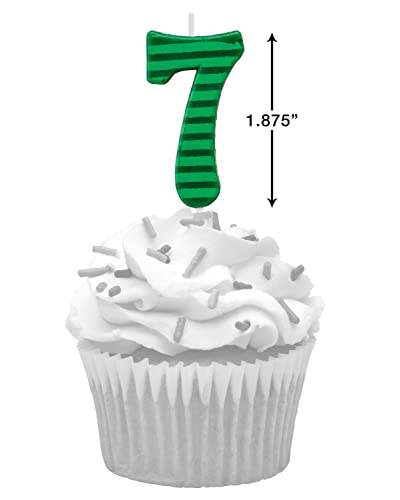 Papyrus Number 7 Birthday Candle, Green Stripes (1-Count)