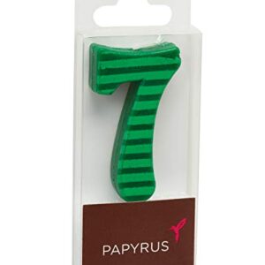 Papyrus Number 7 Birthday Candle, Green Stripes (1-Count)