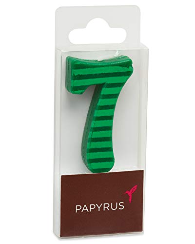 Papyrus Number 7 Birthday Candle, Green Stripes (1-Count)