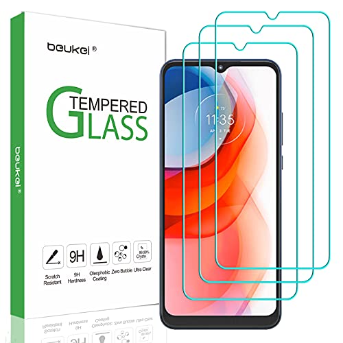 beukei (3 Pack) Compatible for Motorola Moto G Play (2021) Screen Protector Tempered Glass, Touch Sensitive,Case Friendly, 9H Hardness