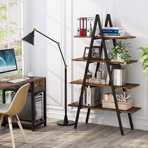 Tribesigns 4-Tier Bookshelf, A-Shaped Bookcase 4 Shelves Industrial Ladder Shelf Open Display Shelves Book Storage Organizer for Living Room, Home Office