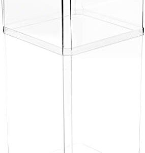 Pioneer Plastics 048C Clear Large Tall Rectangular Plastic Container, 3.75" W x 3.75" D x 8.25" H