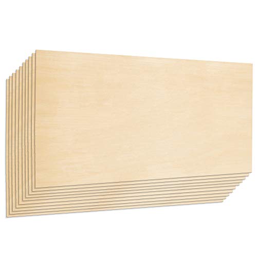 Plywood Sheet Board, A Grade, 22 x 12 inch, 1.5mm Thick, Pack of 10 Unfinished for Crafts Basswood by Craftiff