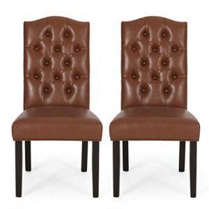 christopher knight home harriet dining chair sets, cognac brown + dark brown