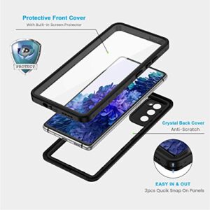 Lanhiem Samsung Galaxy S20 FE 5G Case, IP68 Waterproof Dustproof Case with Built-in Screen Protector, Full Body Heavy Duty Shockproof Protective Cover for Samsung S20 FE 5G 6.5 Inch, Black