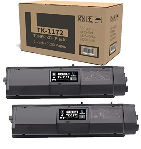 Compatible TK1172 TK-1172 Toner Cartridge Replacement for Kyocera M2540d M2540dw(1102RY2US0) M2040dn(1102S33NL0) Toner Kit Printer（2-Pack, Black） by AQINK