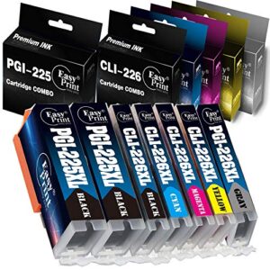 easyprint 1-set added extra bk 225xl 226xl compatible pgi225xl cli226xl ink cartridges pgi-225xl cli-226xl used for canon pixma mg6110 mg6120 mg6220 mg8120, (2xpgbk, 1xclbk, 1xc, 1xm, 1xy, 1xgy)