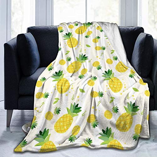 Pineapple Fruit Fleece Throw Blanket Cozy Soft Plush Blanket for Sofa Couch Bed - 50" X 40"