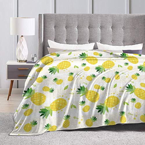 Pineapple Fruit Fleece Throw Blanket Cozy Soft Plush Blanket for Sofa Couch Bed - 50" X 40"