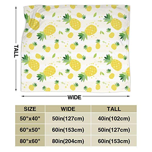 Pineapple Fruit Fleece Throw Blanket Cozy Soft Plush Blanket for Sofa Couch Bed - 50" X 40"