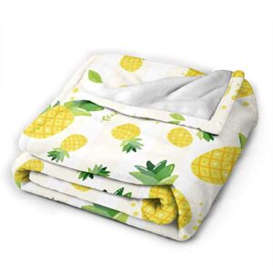 Pineapple Fruit Fleece Throw Blanket Cozy Soft Plush Blanket for Sofa Couch Bed - 50" X 40"