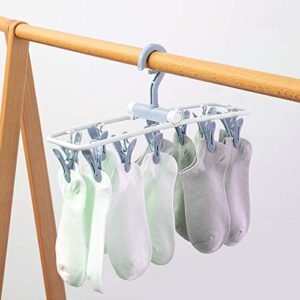 ZACI 2 Pack Clothes Drying Rack,12 Clips Laundry Drying Rack Folding Sock and Underwear Hanger