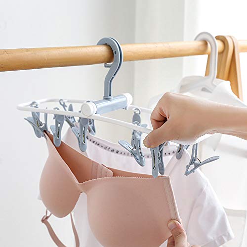 ZACI 2 Pack Clothes Drying Rack,12 Clips Laundry Drying Rack Folding Sock and Underwear Hanger