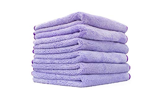 The Rag Company - Minx Royale - Professional Microfiber Detailing Towels, Premium 70/30 Blend, Super Plush, Rinseless & Waterless Wash, Buffing & Polishing, 400gsm, 16in x 16in, Lavender (6-Pack)