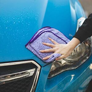 The Rag Company - Minx Royale - Professional Microfiber Detailing Towels, Premium 70/30 Blend, Super Plush, Rinseless & Waterless Wash, Buffing & Polishing, 400gsm, 16in x 16in, Lavender (6-Pack)