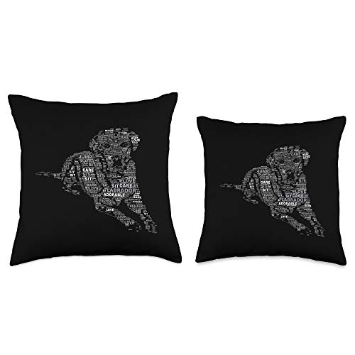 Silver Dog Trading Co. Black Labrador Retriever Gift Yellow Chocolate Lab Calligram Throw Pillow, 16x16, Multicolor