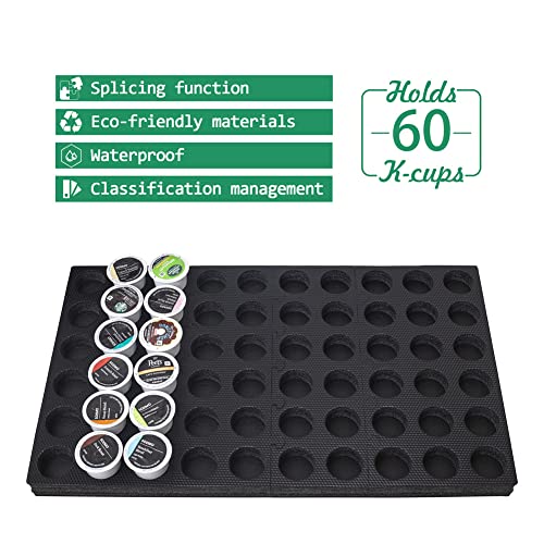 wobivcs Coffee Pod holder DIY Size Organizer 60 Compatible Tray Drawer Holds with Keurig K-Cup