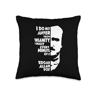 edgar allan poe insanity clothing i do not suffer from insanity edgar allan poe throw pillow, 16x16, multicolor