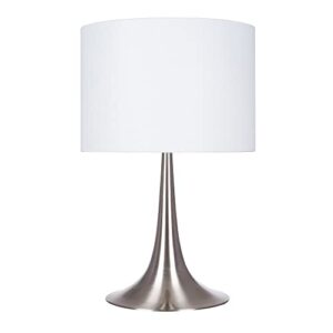 catalina 23105-000 modern fluted metal base table lamp with white shade, 19", brushed nickel