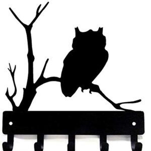 The Metal Peddler Owl Bird Key Rack Hanger - Large 9 inch Wide - Made in USA; Wall Mounted Holder for Wildlife Lovers