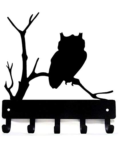 The Metal Peddler Owl Bird Key Rack Hanger - Large 9 inch Wide - Made in USA; Wall Mounted Holder for Wildlife Lovers