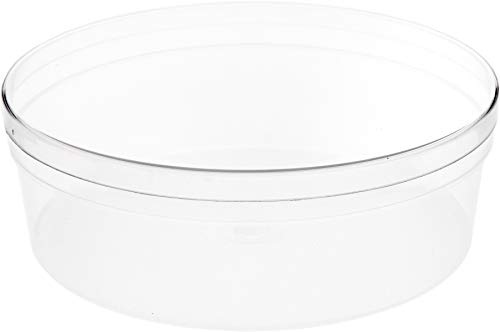 Pioneer Plastics 183C Clear Round Plastic Container with Frosted Bottom, 6.875" W x 2.625" H, Pack of 4