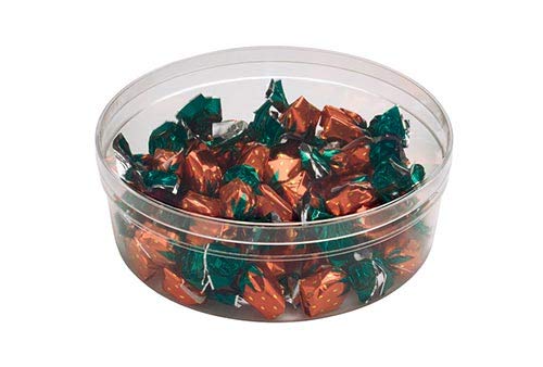 Pioneer Plastics 183C Clear Round Plastic Container with Frosted Bottom, 6.875" W x 2.625" H, Pack of 4