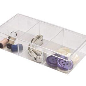 Pioneer Plastics 182C Clear Rectangular Plastic Container with Dividers, 6.75" W x 3.1875" D x 1.625" H