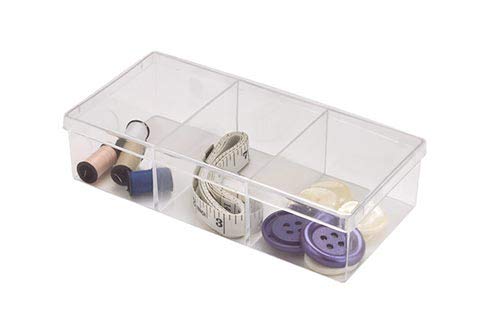 Pioneer Plastics 182C Clear Rectangular Plastic Container with Dividers, 6.75" W x 3.1875" D x 1.625" H