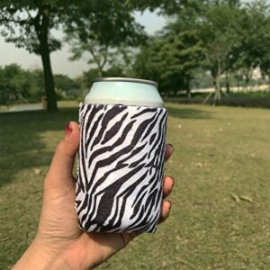 Casa-Eco Carol Velvet Neoprene Beer Soda Can Cooler Sleeves, Cold Beverages Bottle Insulated Cover for BBQ, Bachelor, Wedding Party (Cheetah, Zebra)