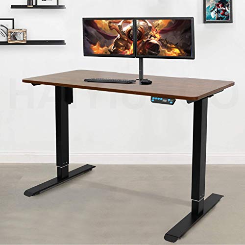 Thre'a Stand Up Desk Frame, Adjustable Standing Desk Base, Electric Standing Frame with Single Motor DIY Workstation with Memory Controller for Home and Office (Black)