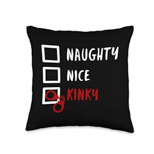 funny bdsm master slave couples xmas gifts naughty nice kinky christmas list santa handcuffs gift throw pillow, 16x16, multicolor