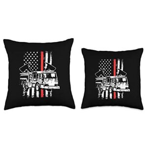 JonFriday USA Fire Department Firefighter USA Flag Fire Truck Firefighter Thin Red Line Fireman Throw Pillow, 18x18, Multicolor