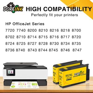 DOREINK Compatible 952 XL Yellow Ink Cartridge Replacements for HP 952 | 952XL Use with OfficeJet Pro 8710 8720 7740 8740 7720 8715 8702 Printer (2 Yellow)