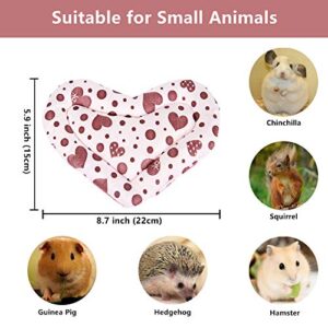 Guinea Pig Hamster Warm Bed House, 2 Pcs Small Animal Bed Hamster Winter Bed Warm Cushion Mini Pet Warm Sleep Mat Pad for Guinea Pig Hamster Mouse Squirrel Hedgehog Chinchilla Bunny Heart Shape