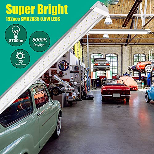 SZHLUX 6 Pack LED Shop Light 4FT 60W, 8700LM, Linkable Utility Shop Light 5000K Daylight White Ceiling Light for Garage, Super Bright Integrated Shop Lights, Garage Light, Under Cabinet Light